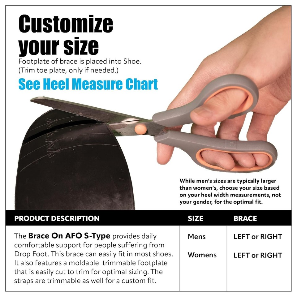 Brace On AFO S-Type - Drop Foot Stabilizer Brace, Moldable, Men, Left ...