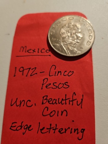 1972 Mexico Cinco Pesos. Unc Beautiful Coin . Edge Lettering | eBay