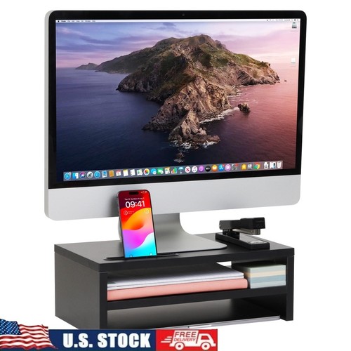 Ergonomic Monitor Stand W/ Phone Slot MDF Riser Desk Organizer Storage ...