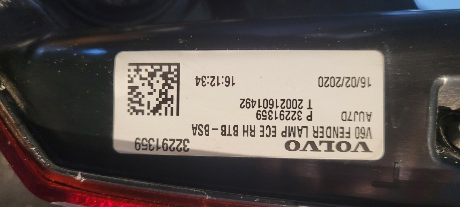Volvo V60 2019 Rear Corner Light Right Side 32291359 for sale online | eBay