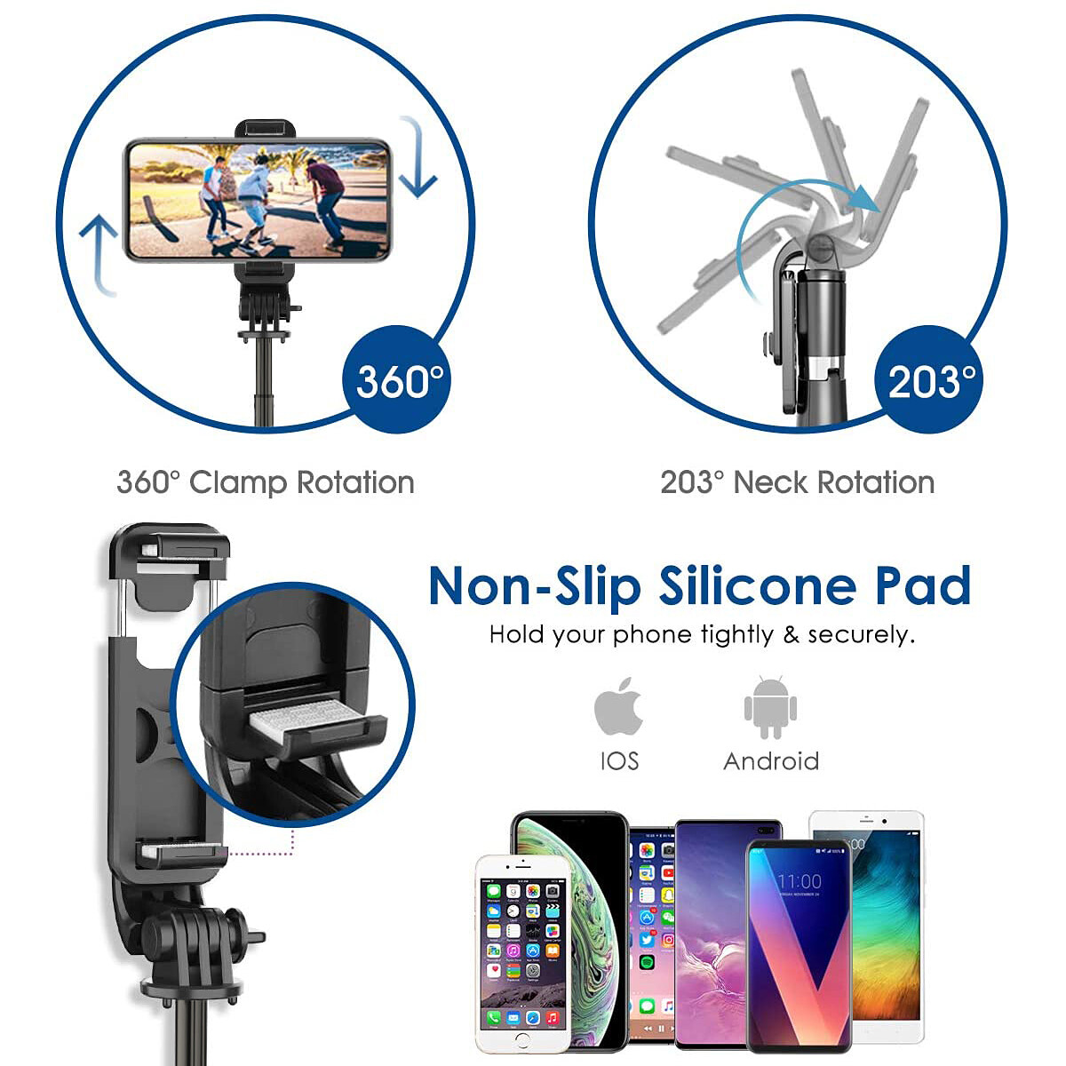 Mini Extendable 3 In 1 Aluminum Bluetooth Selfie Stick Tripod W