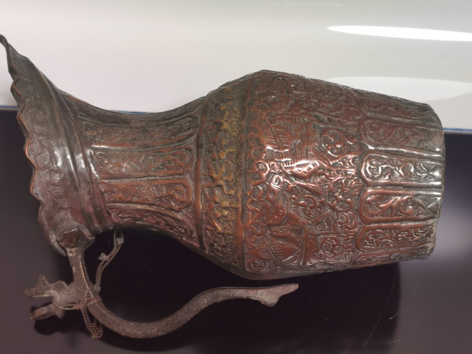Antique 19th Century Persian Tinned Copper Ewer Hakhamaneshi Design ...