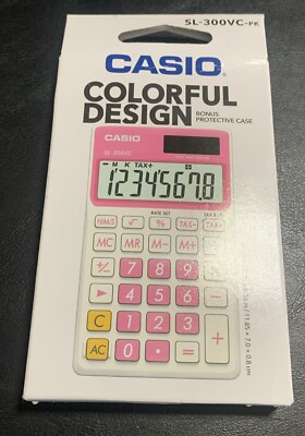 Casio SL-300VC Hand Held Pink Calculator With 8 Digit Display & Case ...
