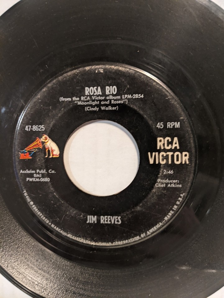 45 ~Jim Reeves: "Rosa Rio / Is It Really Over?" RCA Victor 1965 (VG+ ...