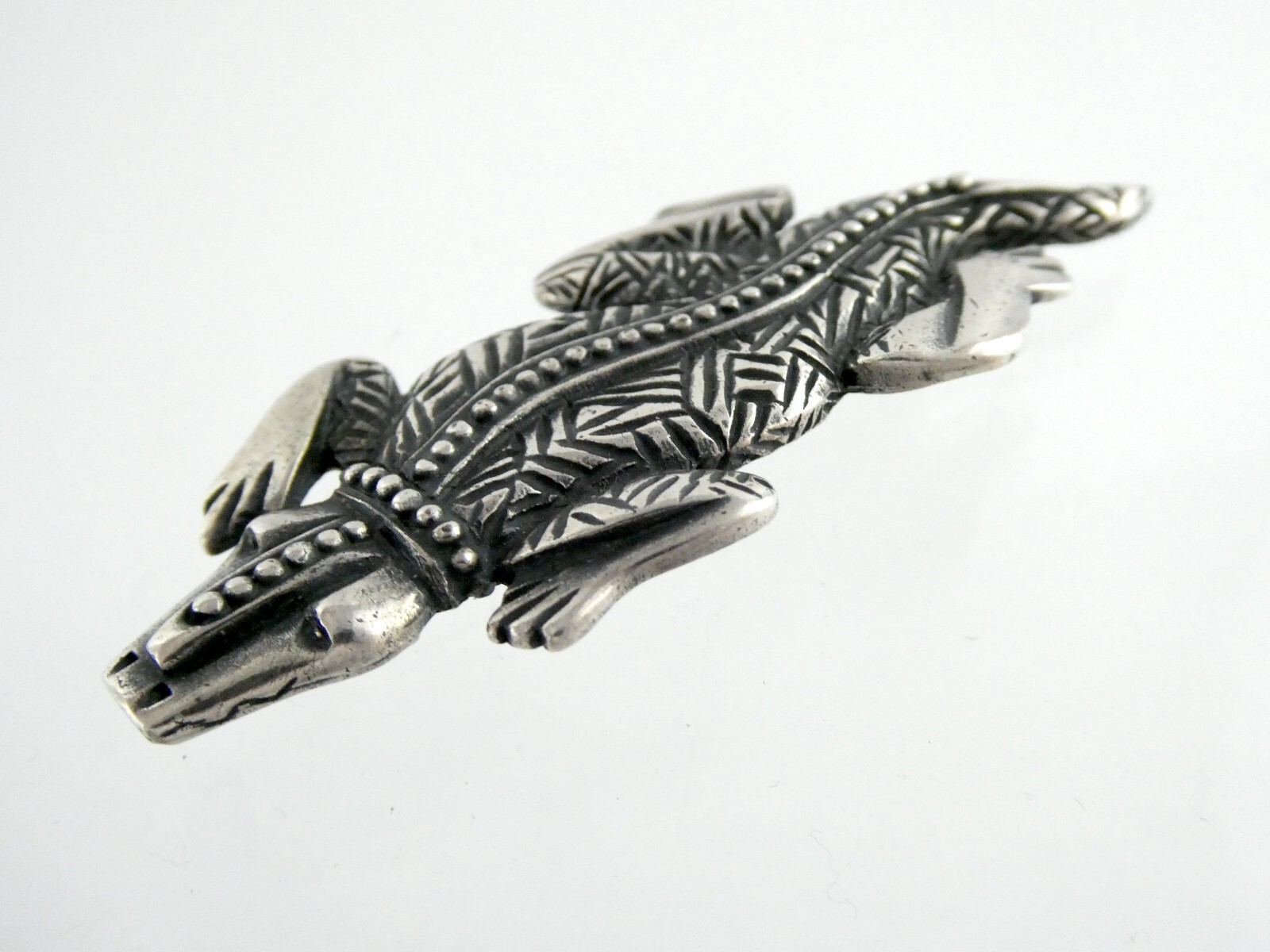 Vintage Unmarked Sterling Silver Alligator Brooch Cro… - Gem