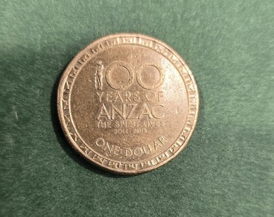 Rare 100 Years of Anzac 1 Dollar Coin 2014 Circulated IRE Marking ...