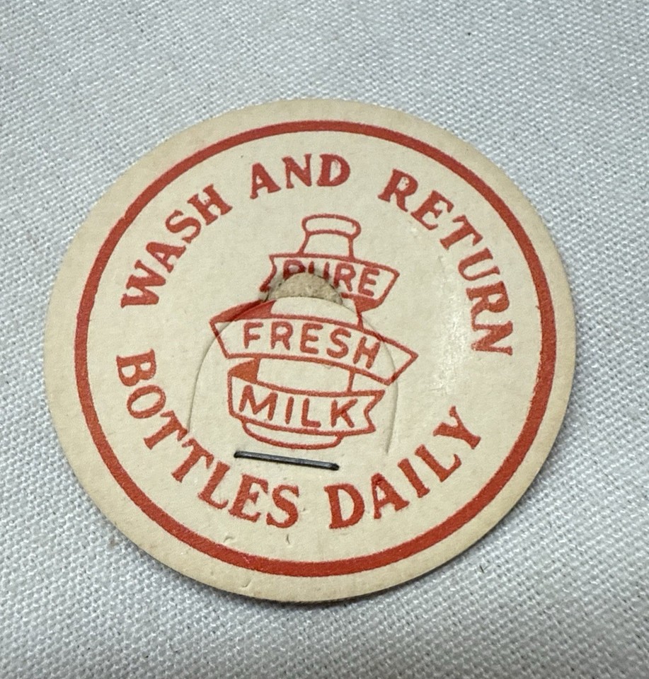 Old Pure Fresh Milk Cream Cardboard Bottle Cap Coins WASH BOTTLE RETURN ...