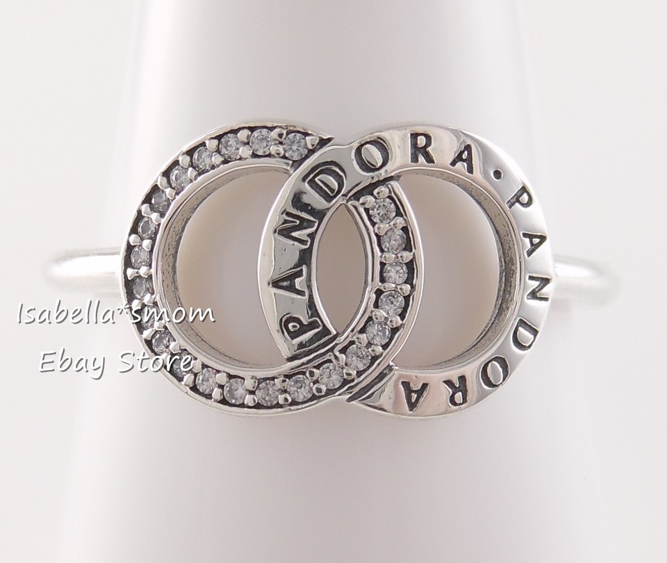 RETIRED Authentic PANDORA CIRCLES Silver LOGO SIGNATURE Ring 196326CZ ...