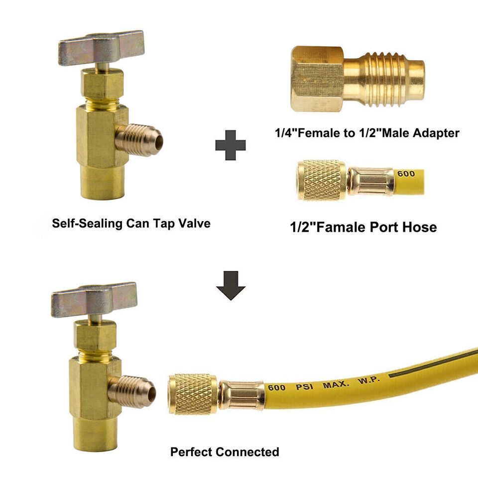 Self-Sealing A/C AC Can Tap Freon Puncture Style Tapper Adapter ...