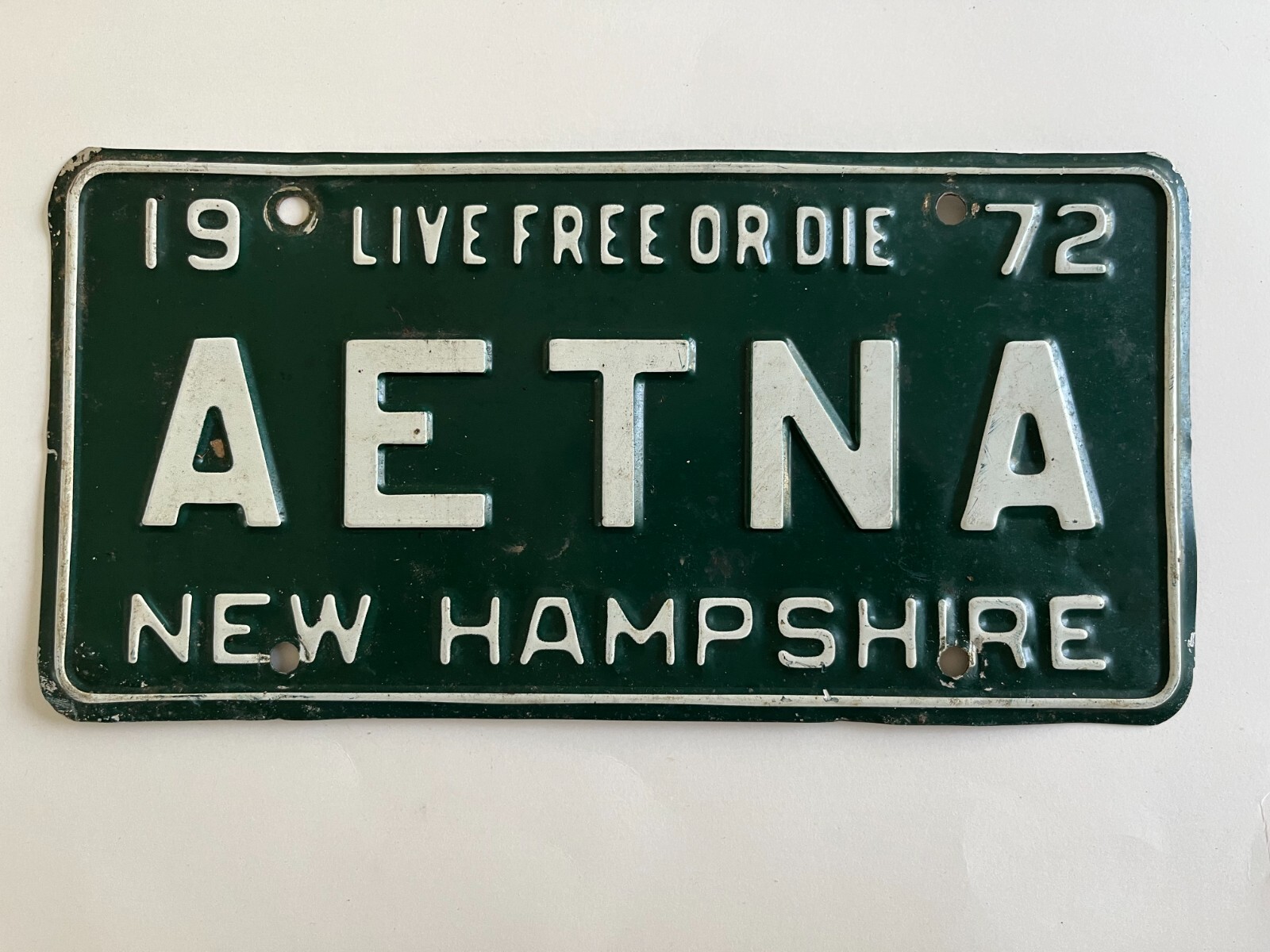 Vanity License Plate AETNA Insurance New Hampshire Vintage Mount Etna ...