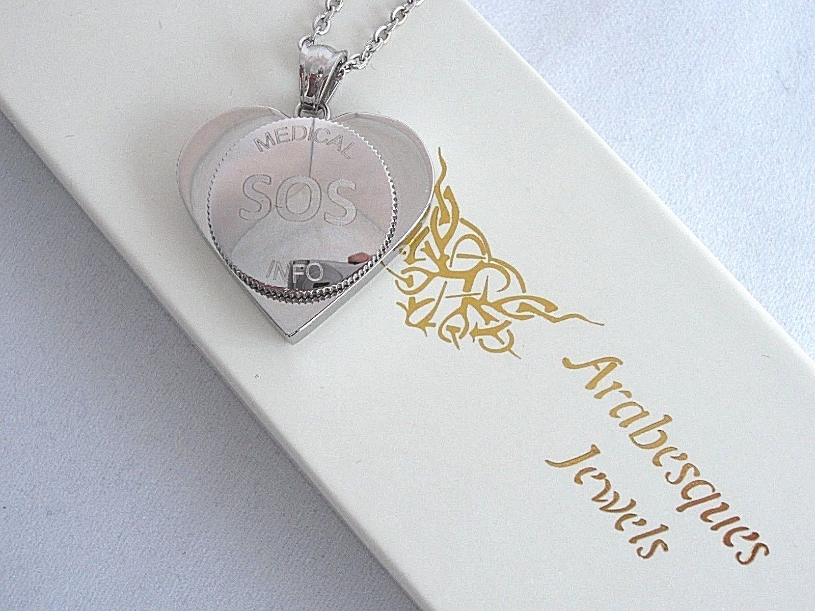 LADIES HEART SOS NECKLACE/PENDANT STAINLESS STEEL MEDICAL ALERT ...