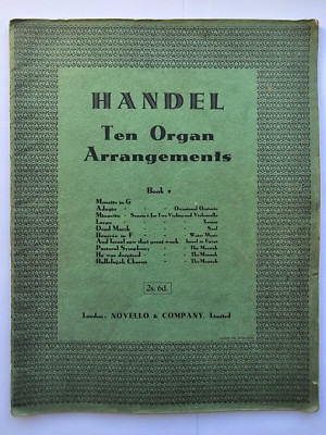 HANDEL - 10 ORGAN ARRANGEMENTS - BOOK 2 - NOVELLO - ORGAN MUSIC BOOK ...