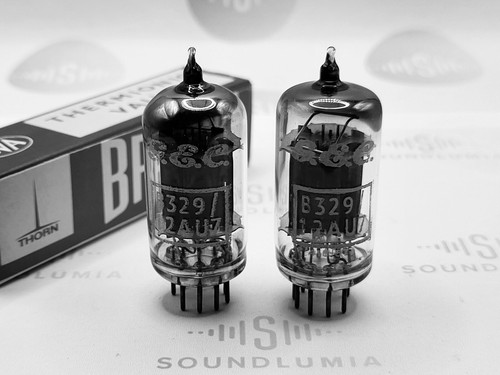 2x Brimar B329 (ECC82+) Long Plates Square Getter - G.E.C. Label - UK ...