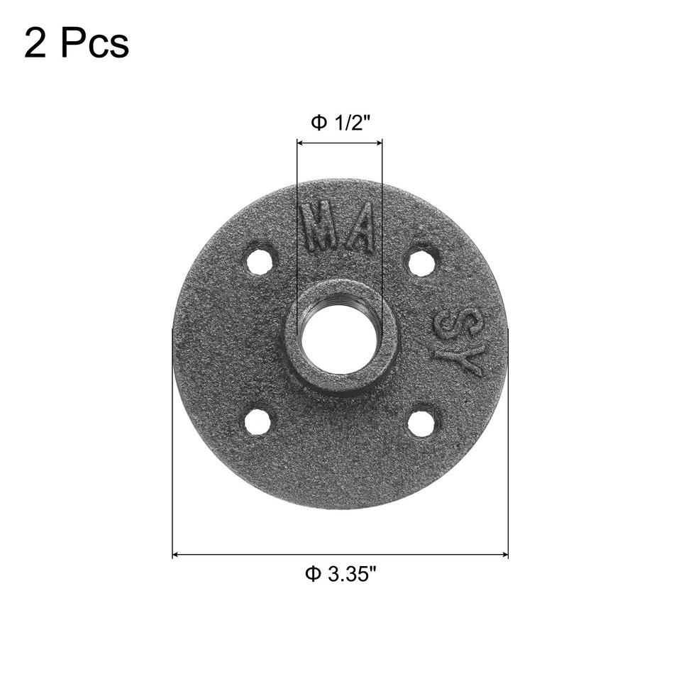 2 Pack Industrial Iron Floor Flange 1/2 inch Wall Mount Pipe Fittings ...