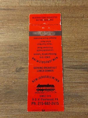 Vtg. New Jerusalem Inn, Fleetwood, Pa. Matchcover (F23) | eBay