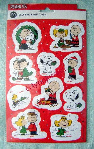 Peanuts Snoopy Christmas Holiday Gift Tags 1 Pack/20 Peel-n-Stick Tags ...