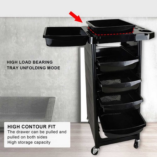 Hair Salon Trolley 5‑Layer Hairdressing Cart Stroller Rolling Barber ...