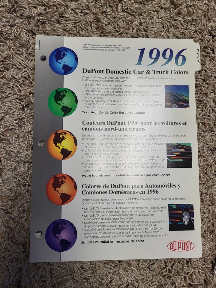 Dupont Axalta Domestic Color Information Paint Chip 1996 | eBay