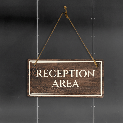 Reception Area 5" x 10" Hanging Wall or Door Sign | Legal and Court ...