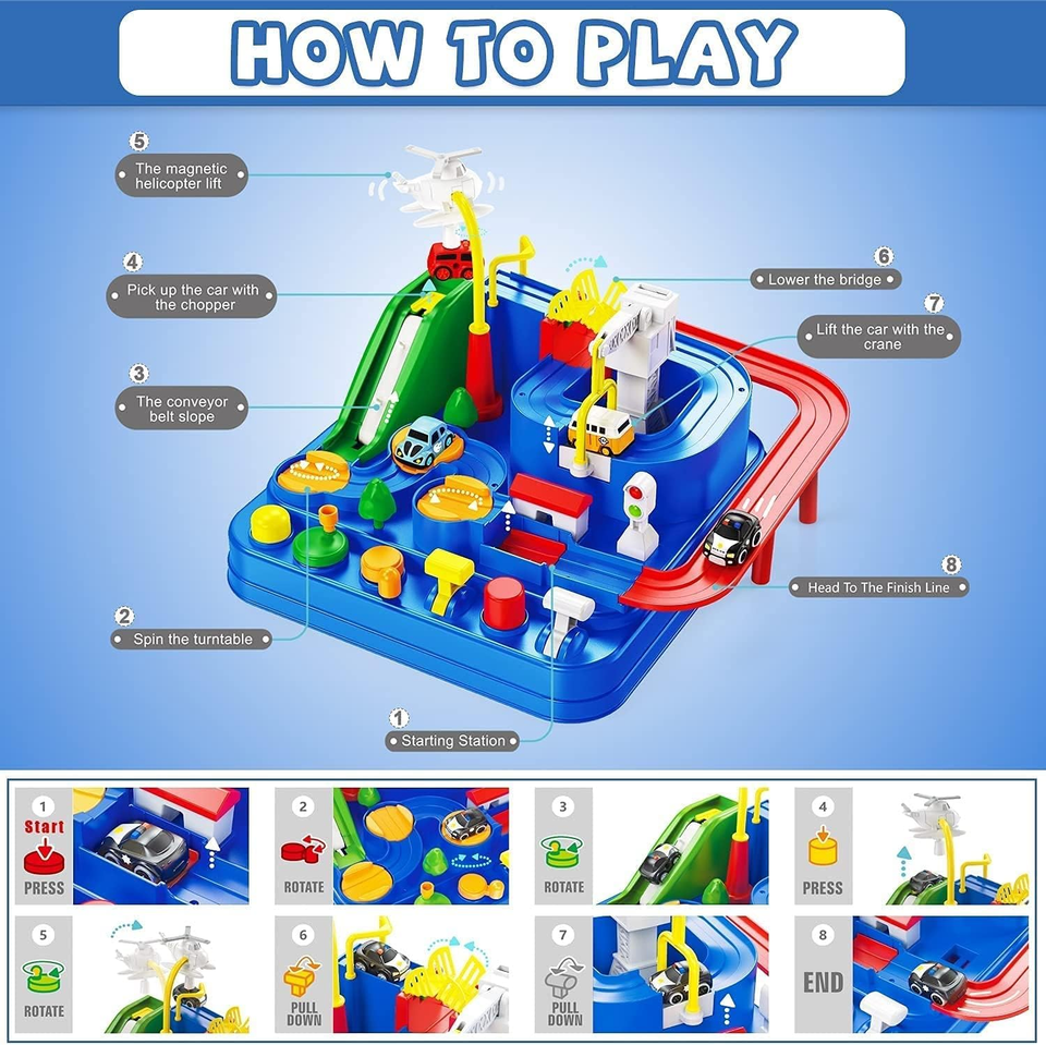 Car Adventure Toys, Race Track for Toddlers, Toy Vehicle Playsets ...
