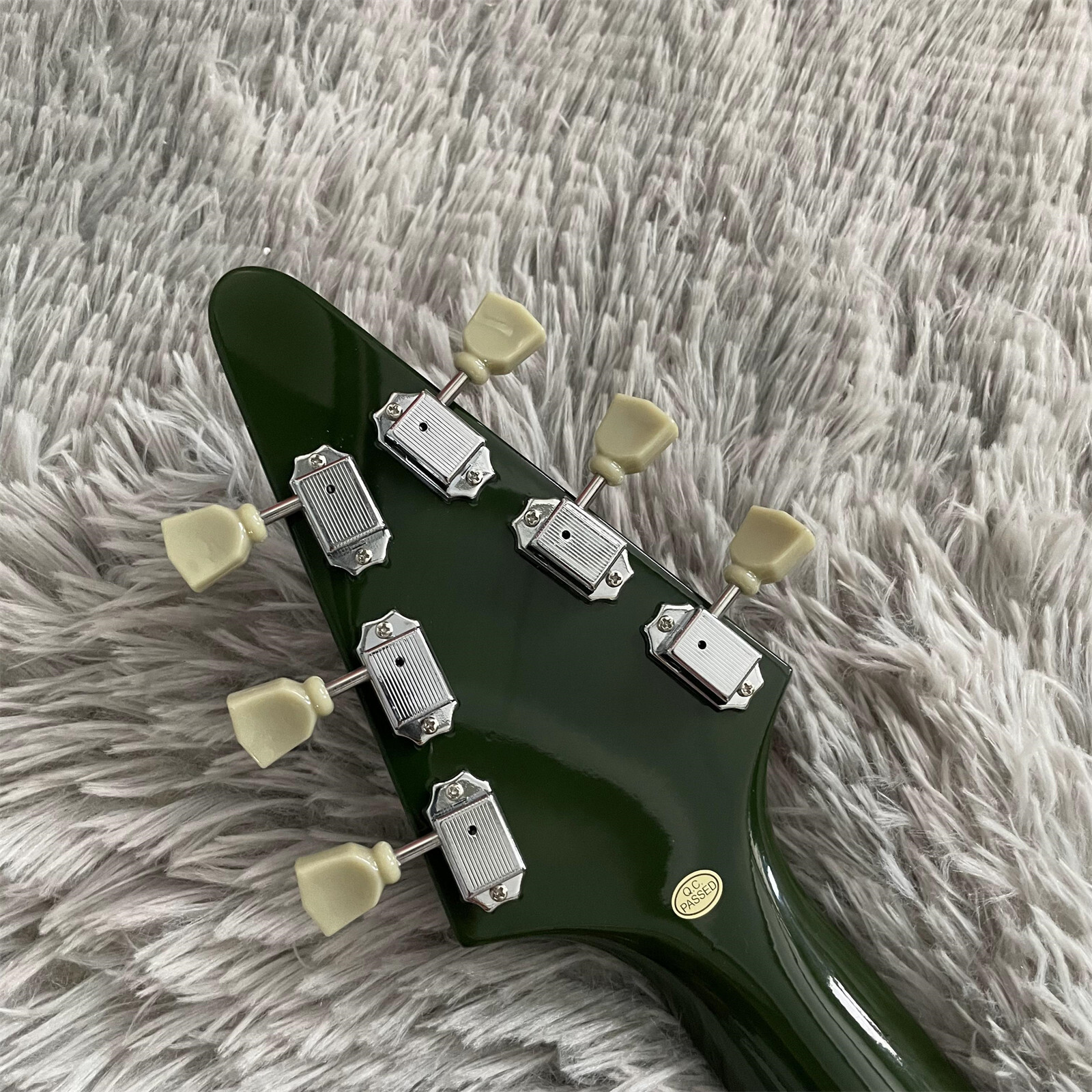 Factory Army Green Electric Guitar HPL Fretboard Mahogany Body Fixed ...