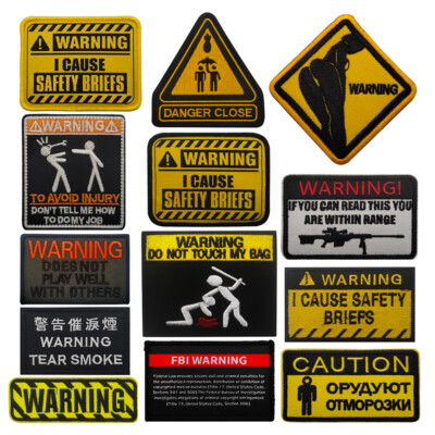 Humorous Safety Warning Fun Quotes Hook and Loop Patch Embroidered ...