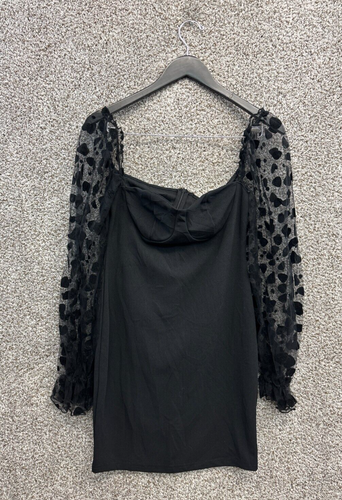 Shein Black Cocktail Dress Mini Sheer Dotted Sleeve Sweetheart Neck ...