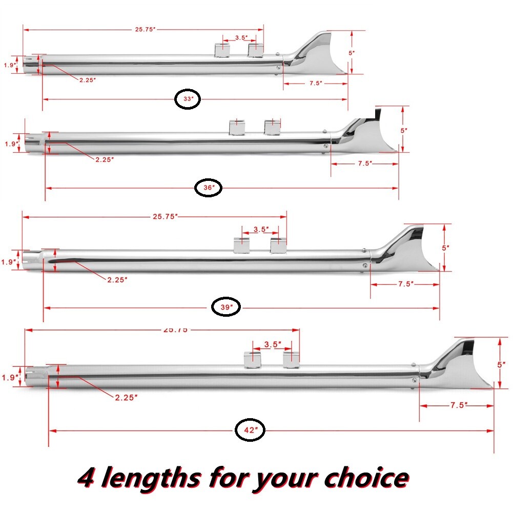 Road King Touring 36" Fishtail Slip on Mufflers Exhaust Pipes for ...
