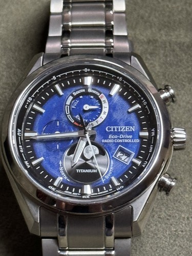 Citizen Titanium Sapphire Moonphase Radio Controlled BY1010-81L Blue ...