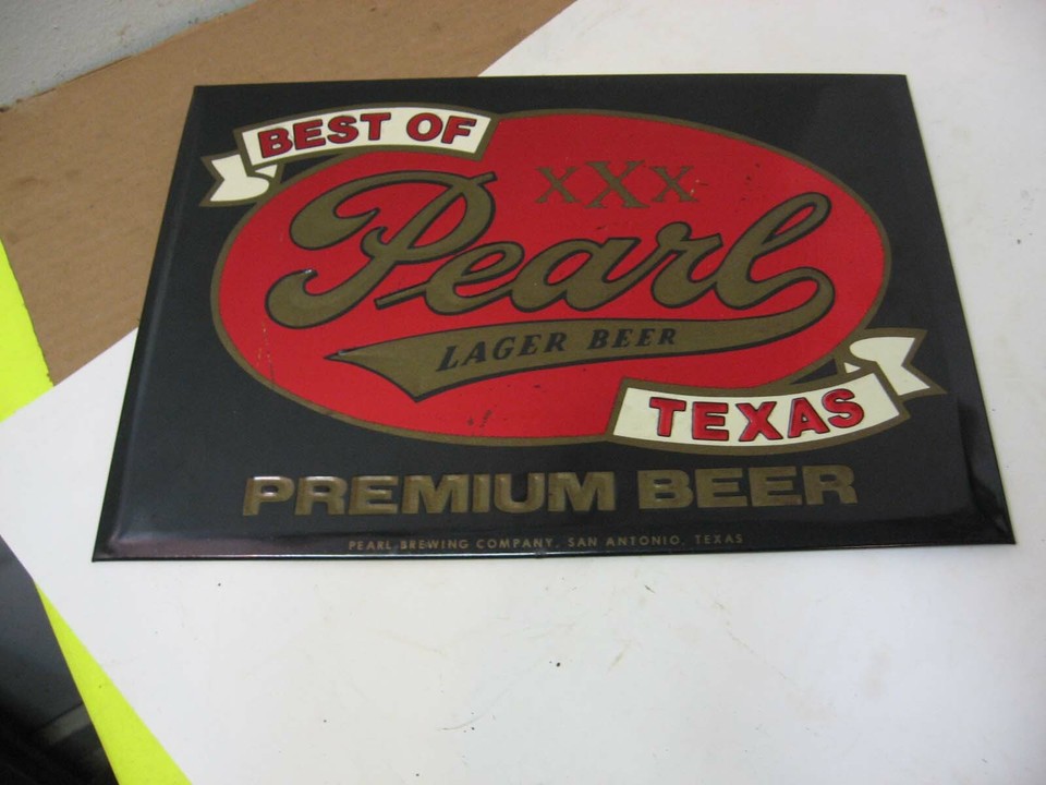 PEARL LAGER BEER SIGN TEXAS PREMIUM BEER BREWING CO SAN ANTONIO TEXAS ...