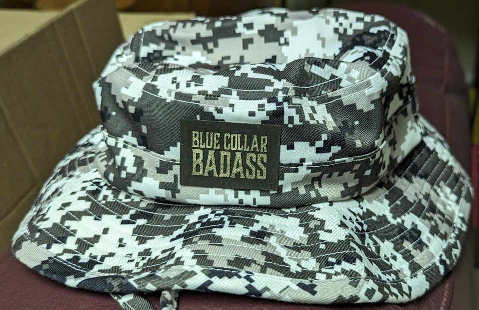 New. Leather Patch "Blue Collar BadAss" Boonie Hat L/XL-Black/Gray/White | eBay
