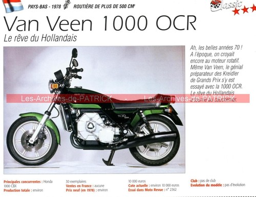 VAN VEEN 1000 OCR 1978 Fiche Moto 000251 | eBay