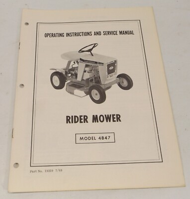 Rider Mower Model 4847 Operating Instructions & Service Manual Part ...