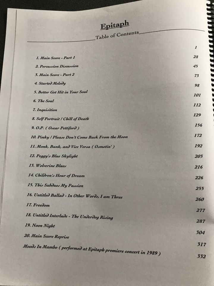 Charles Mingus Epitaph Study Score Large 341pp Rare Jazz Sheet Music | eBay