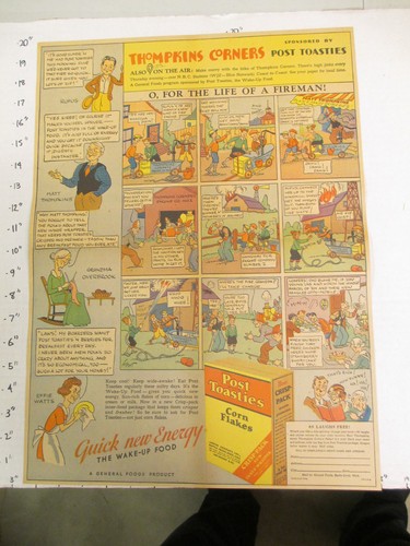 newspaper ad 1932 POST TOASTIES cereal box Thompkins Corners comic ...