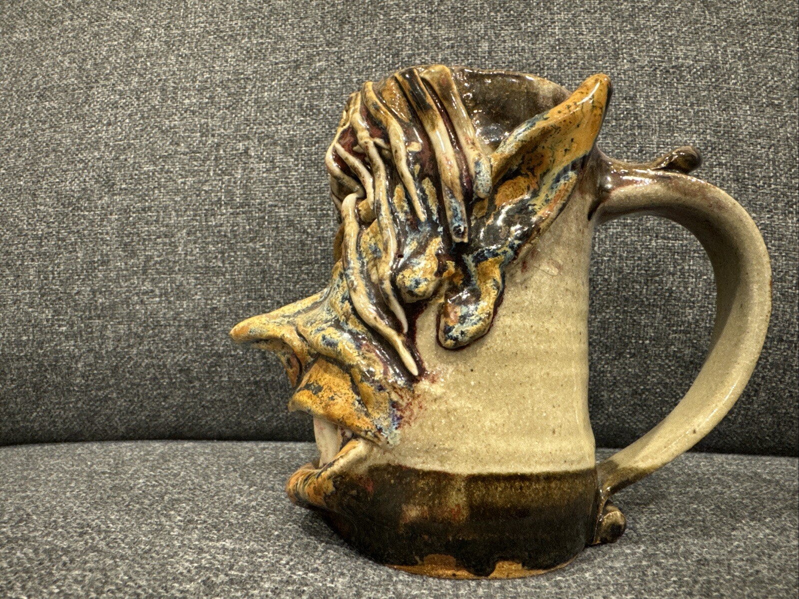 Phelps Pottery Mug Signed Studio Art Pottery Monster Ugly Face Handmade ...