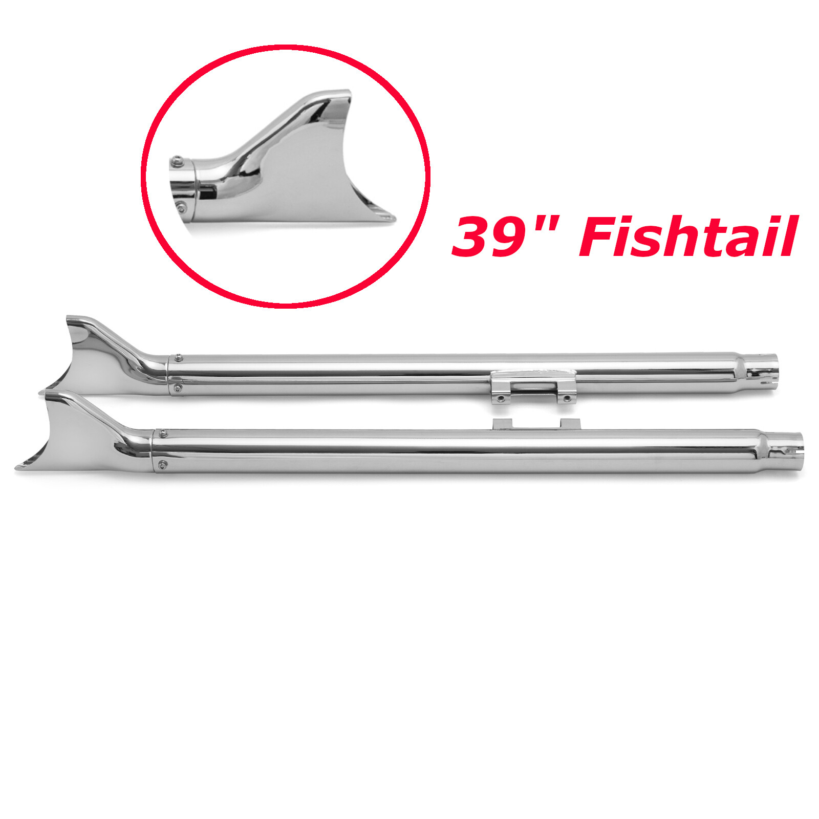 39" Fishtail Fishtail Exhaust Slip On Mufflers for Harley Softail ...