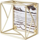 Whitewashed Wood & Geometric Brass Metal Wire Dessert Display Risers ...
