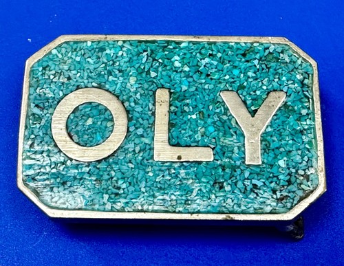 OLY Custom Turquoise chip inlaid initials name artisan Belt Buckle | eBay