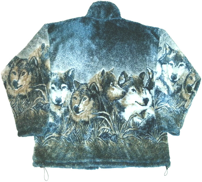 Wolf Faces Plush Fleece Wolves Print Jacket (XS - 2X) | eBay