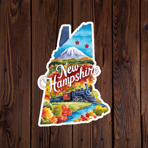 New Hampshire sticker vinyl decal American flag state outline novelty ...
