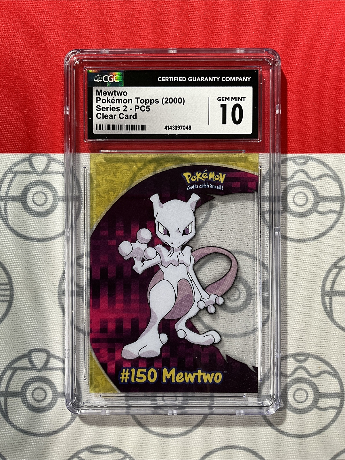 NEW CGC 10 GEM MINT Mewtwo PC5 Topps Series 2 CLEAR CARD Pokemon Card ...