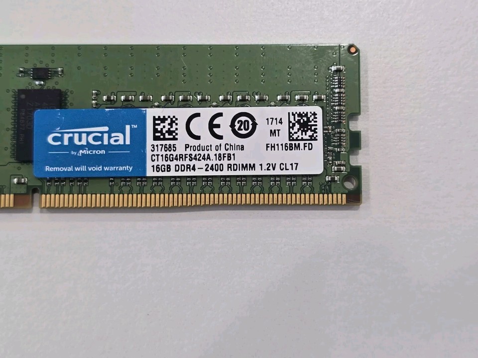 Crucial 16GB DDR4 1Rx4 PC4-2400T-R SERVER Memory RDIMM CT16G4RFS424A ...