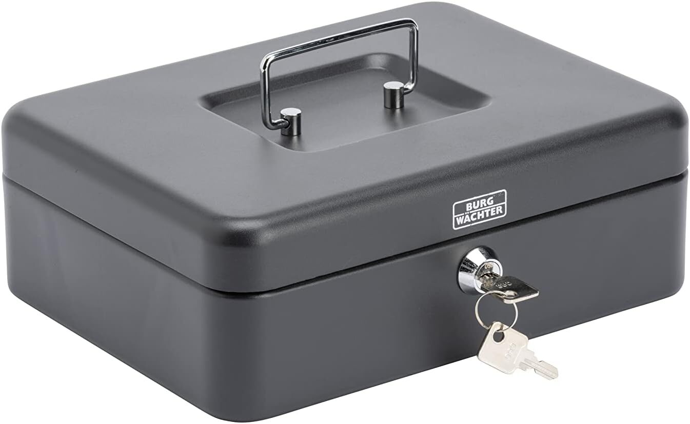 MONEY Bank CASH Deposit BOX Steel Security Safe Key Lockable Metal 6/8 ...