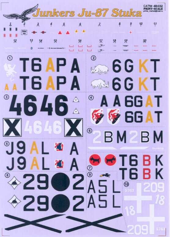 Print Scale Decals 1/48 JUNKERS Ju-87 STUKA Dive Bomber | eBay