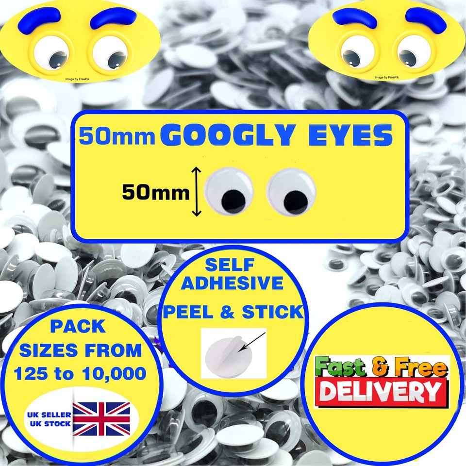 Googly Eyes Self-Adhesive Many Pack Options in Single & Mixed Sizes 7mm ...