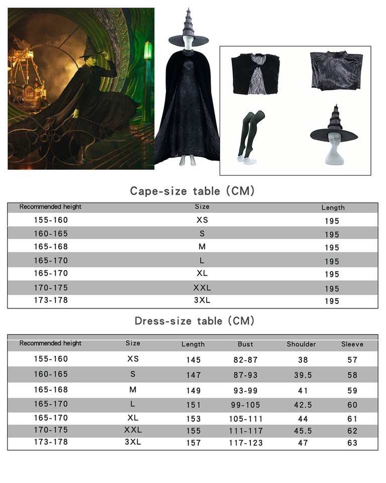 Wicked Elphaba Glinda Cosplay Costume Wig Adults Witch Dress Outfits ...