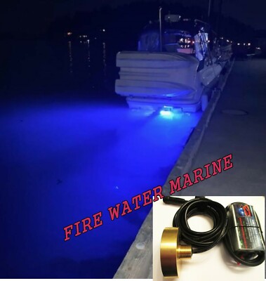 100W 8000 LUMEN BLUE GARBOARD LED BOAT DRAIN PLUG LIGHT MARINE 3/4 1/2 ...