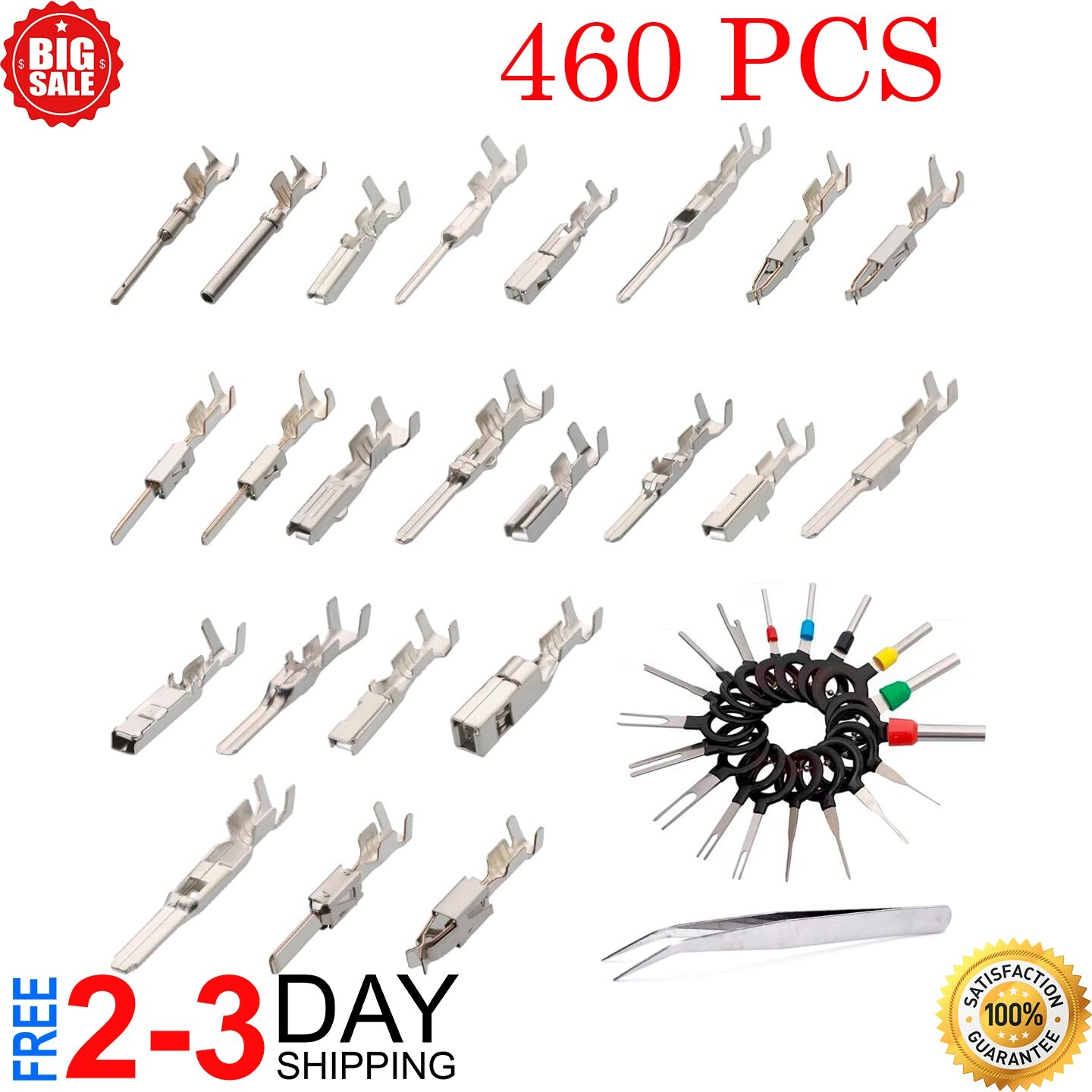 460 Pcs Terminal Wire Harness Pin Male Female Automotive Connector Car ...