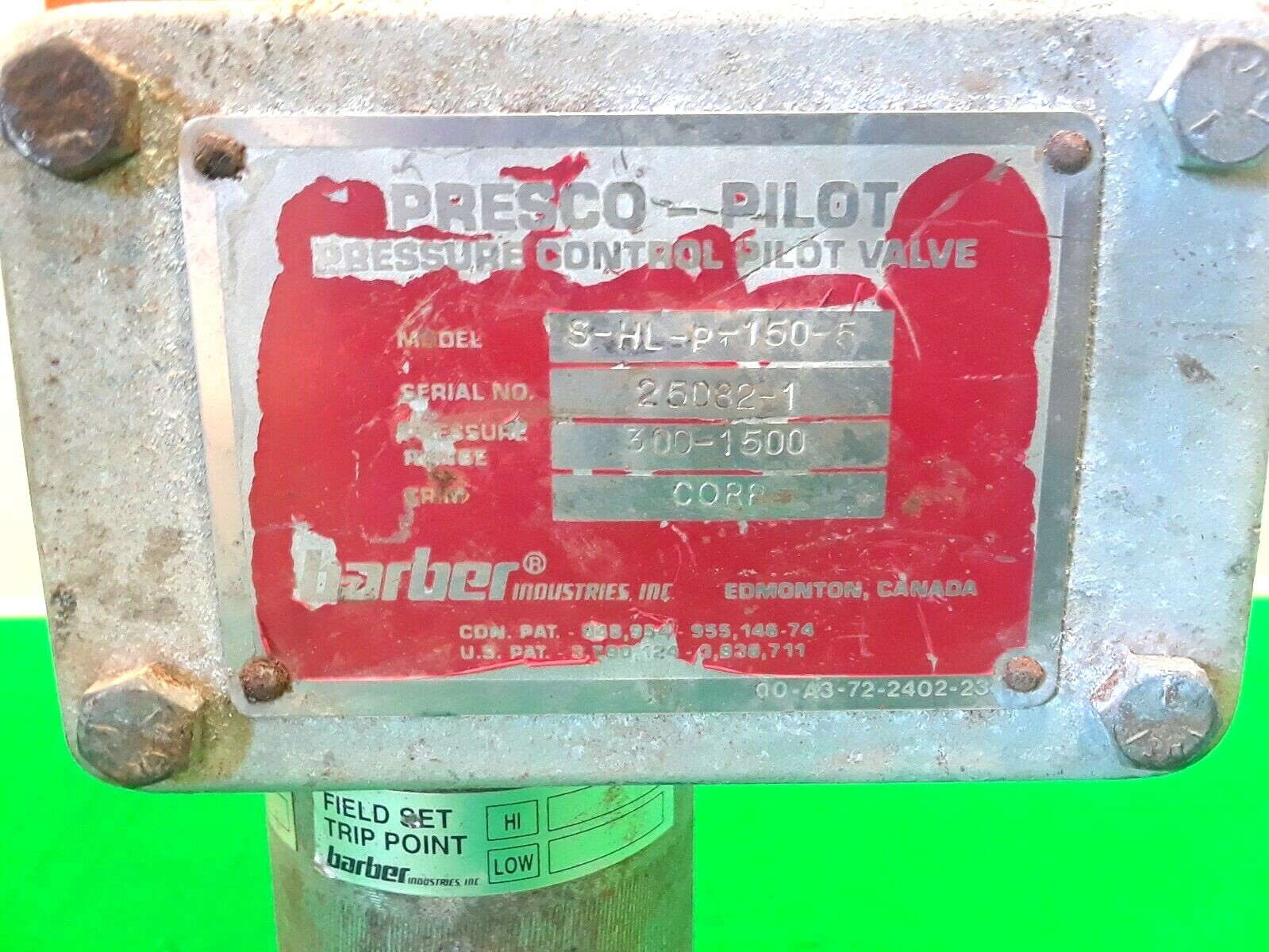 🟠 PRESCO PNEUMATIC PILOT AIR CONTROL VALVE PESSCO IS OFFERING 1 C040621 ...